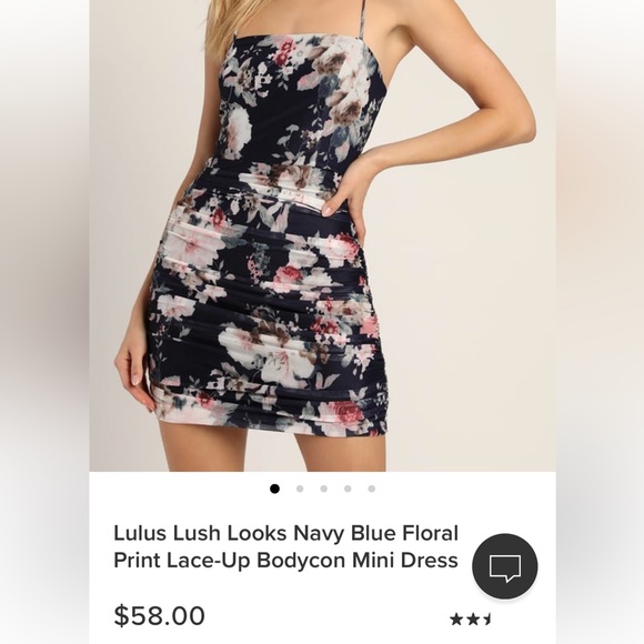 Lulus | Dresses | Lulus Lush Looks Navy Blue Floral Print Laceup ...
